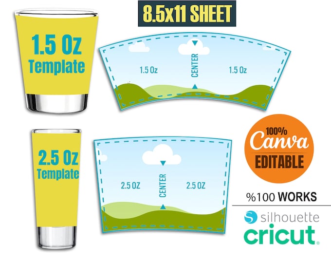 Shot Glass Template, Png, Svg, Pdf, Dxf, Eps, Diy, Gift, Wrapper, Label ...