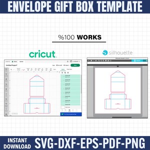 Envelope Gift Box SVG Template, Favor Box Template, Box Svg, Gift Box ...