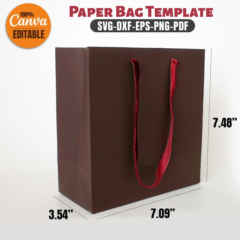 Editable Paper Gift Bag Template, Canva Party Favor Bag (digital ...