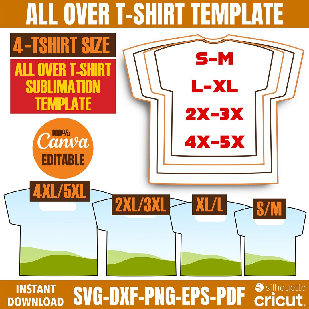 All Over T-shirt Sublimation Template: Canva Editable (digital Download ...