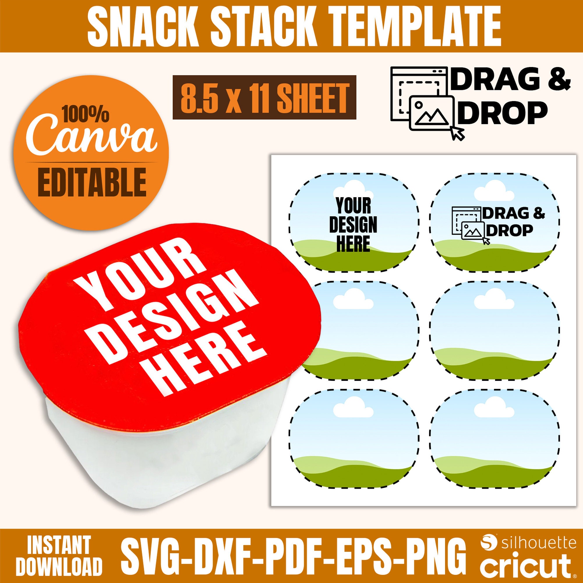 Snack Stack Chip Topper Label Template: Canva Party Favor (digital ...
