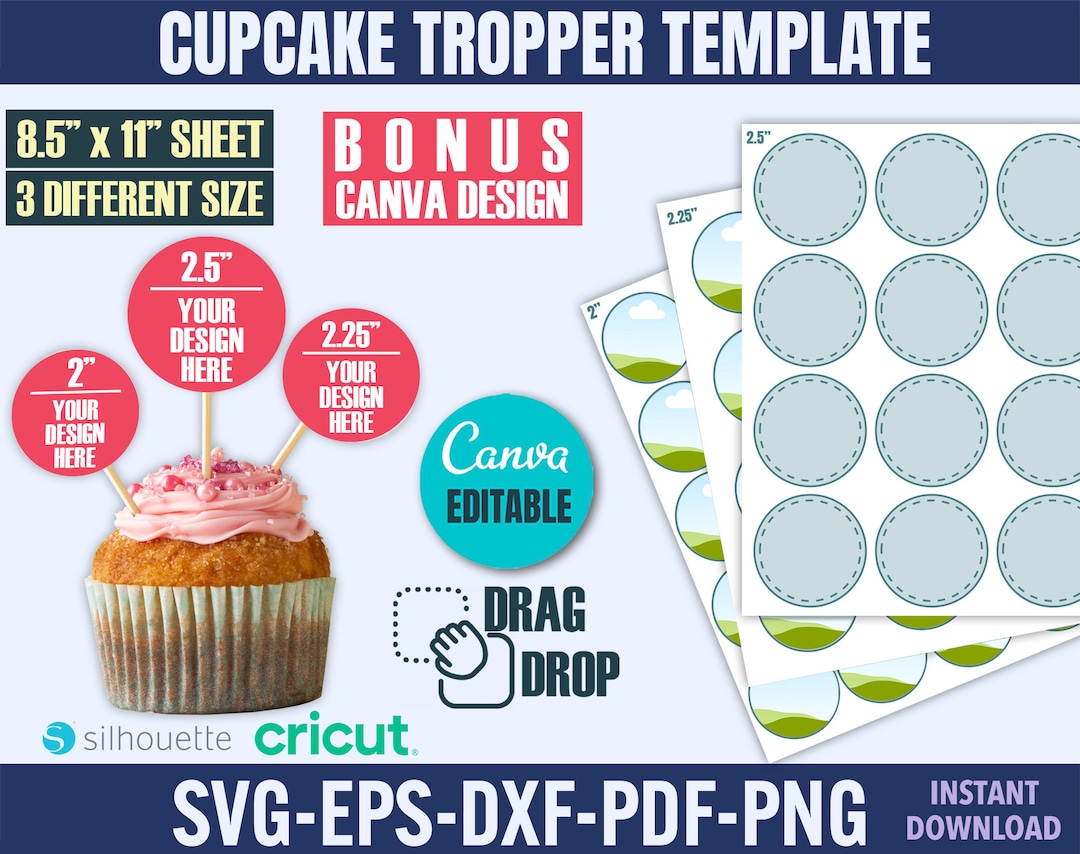 Cupcake Topper Svg, Birthday Cake Topper Template, Cupcake Topper ...