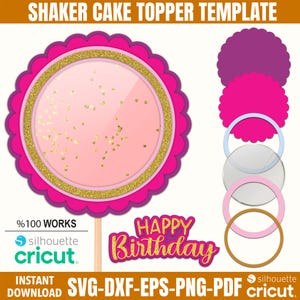 Shaker Cake Topper Template SVG: 3D Birthday Party Decor, Digital ...