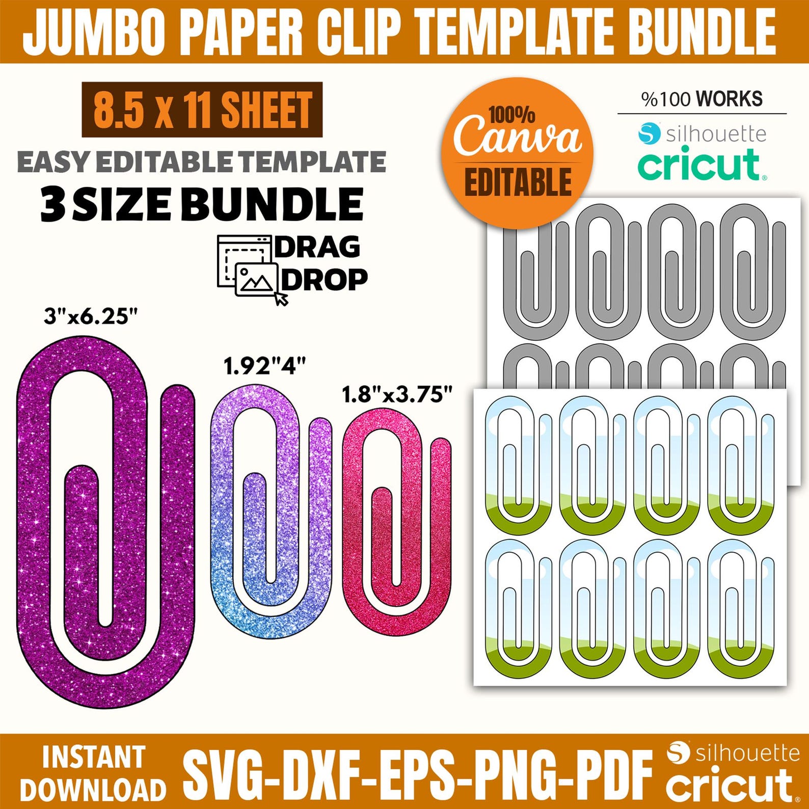Jumbo Paper Clip Template Bundle, DIY Planner Accessories (digital ...