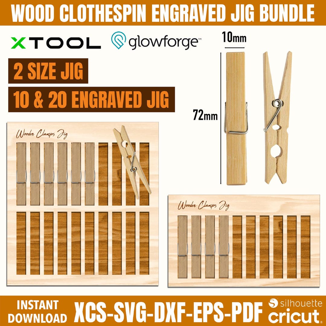 Wood Clothespin Jig Template, Laser Cut Jig Template, Wood Clothespin ...