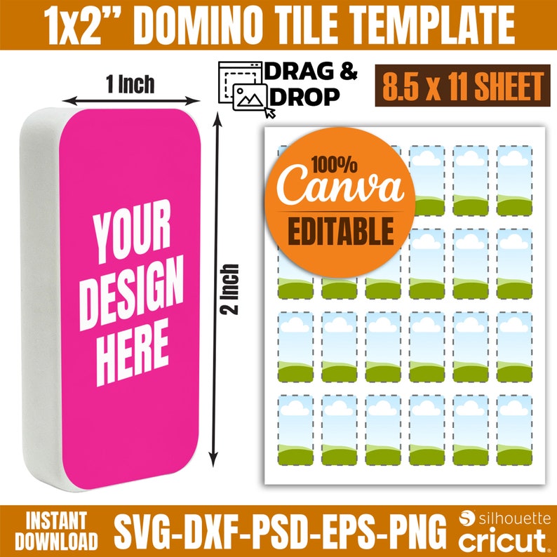 Domino Tile Template SVG: Round Corner Sublimation Design (digital ...