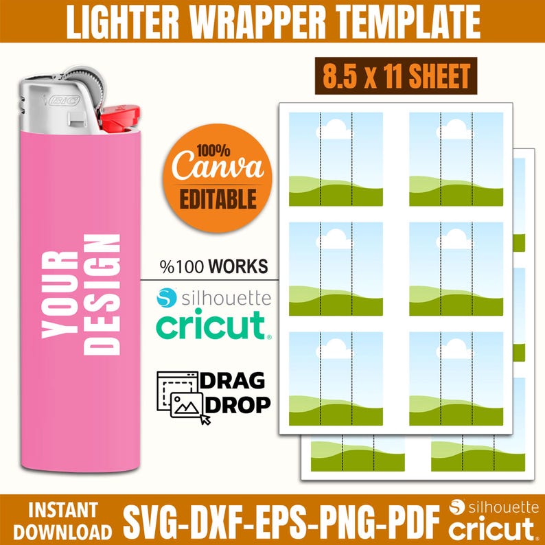Lighter Label Canva Editable Template, Lighter Wrapper Template Svg ...