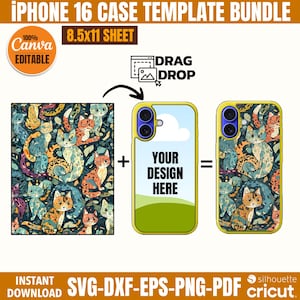 Phone Case Template Full Bundle, Canva iPhone Case Template, iPhone Case Svg, iPhone Sublimation ...