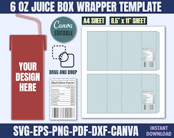 6oz Juice Box Template, Juice Box Wrapper Template, 6 Oz Juice Box ...