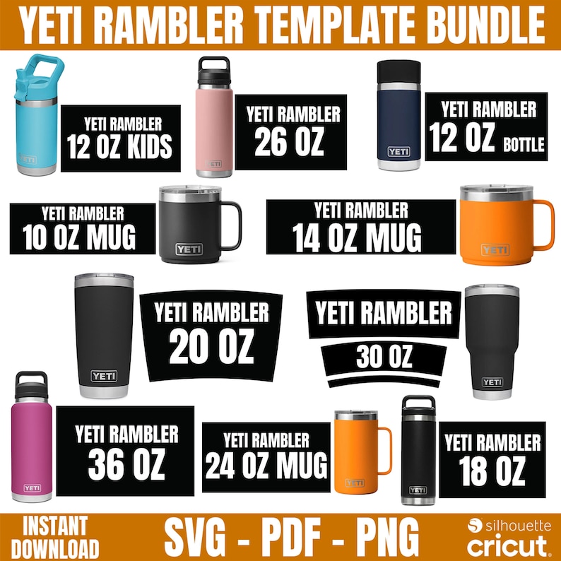 YETI Rambler Tumbler Template Bundle, Yeti Tumbler Template Svg ...