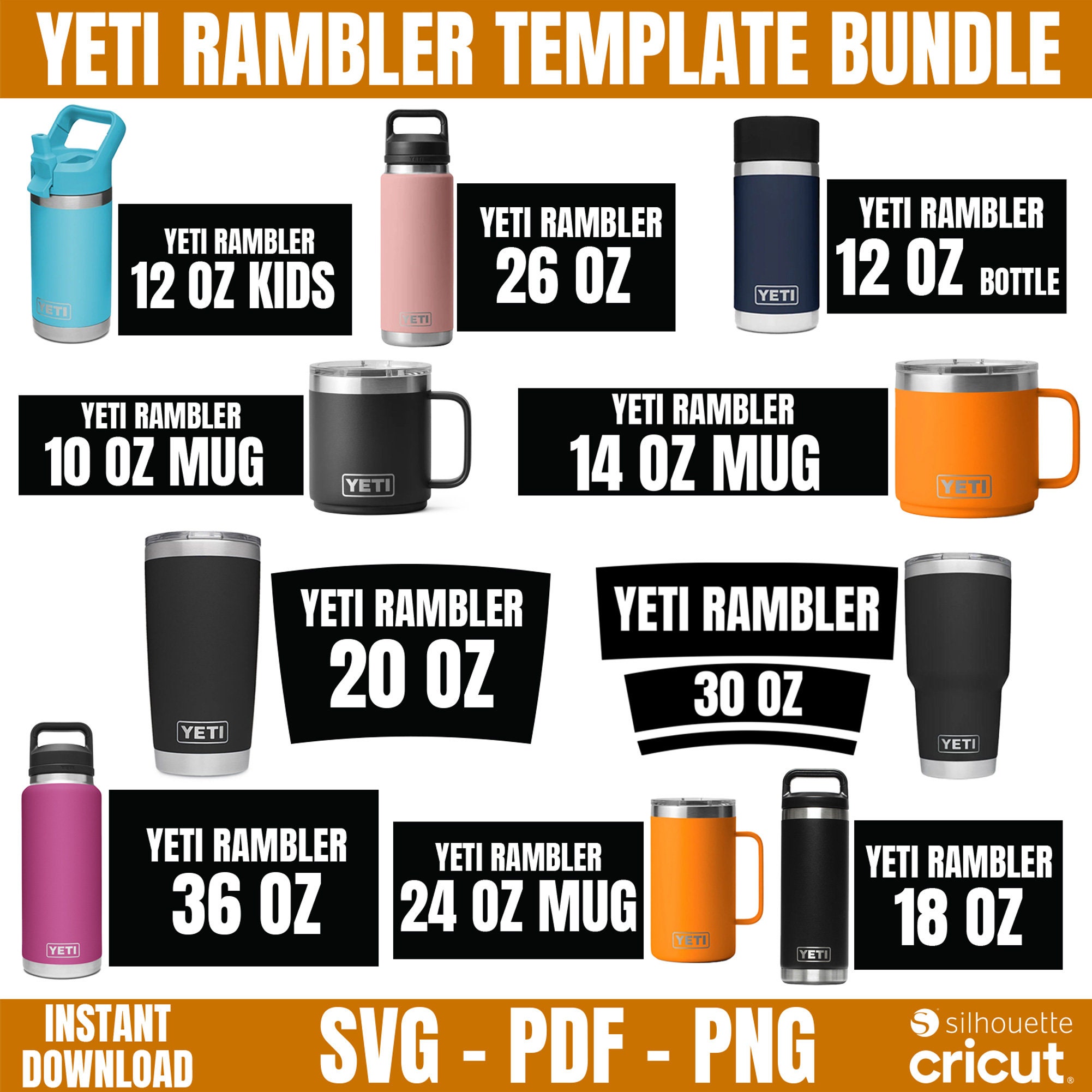 YETI Rambler Tumbler Template Bundle, Yeti Tumbler Template Svg ...