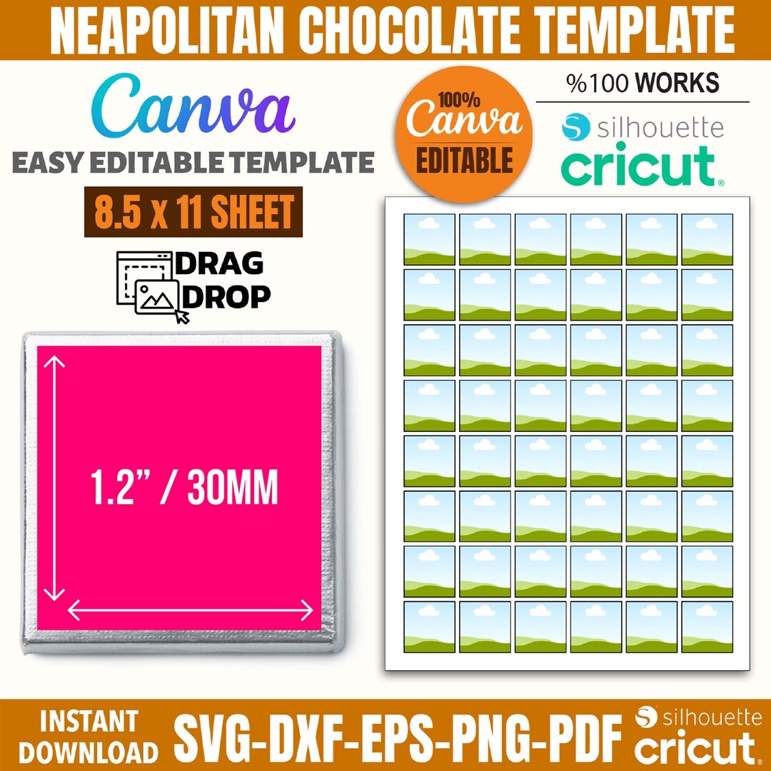 Square Label Template, Neapolitan Chocolate Label Template, Wedding ...