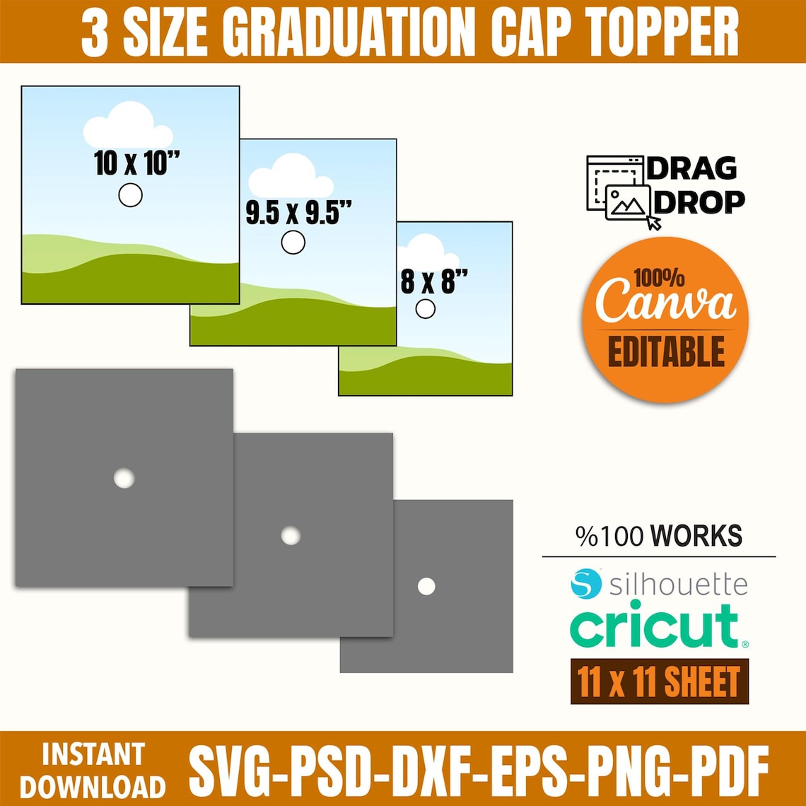 Editable Graduation Cap Topper Template: DIY Canva & SVG (digital ...