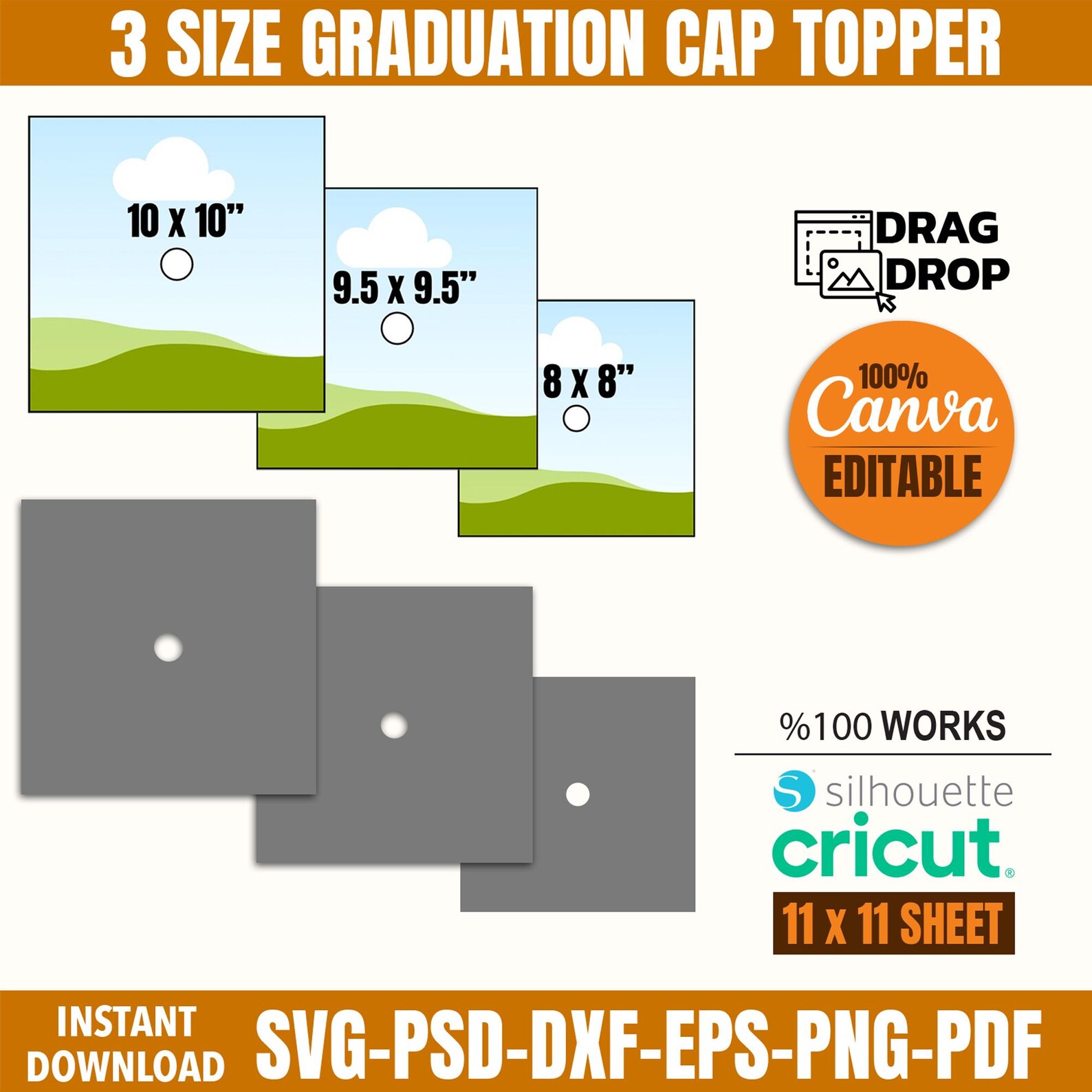 Editable Graduation Cap Topper Template: DIY Canva & SVG (digital ...