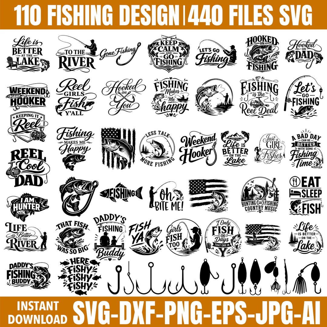 110 Fishing SVG Bundle, Fishing Designs Svg, Bass Fishing Png, Fishing ...