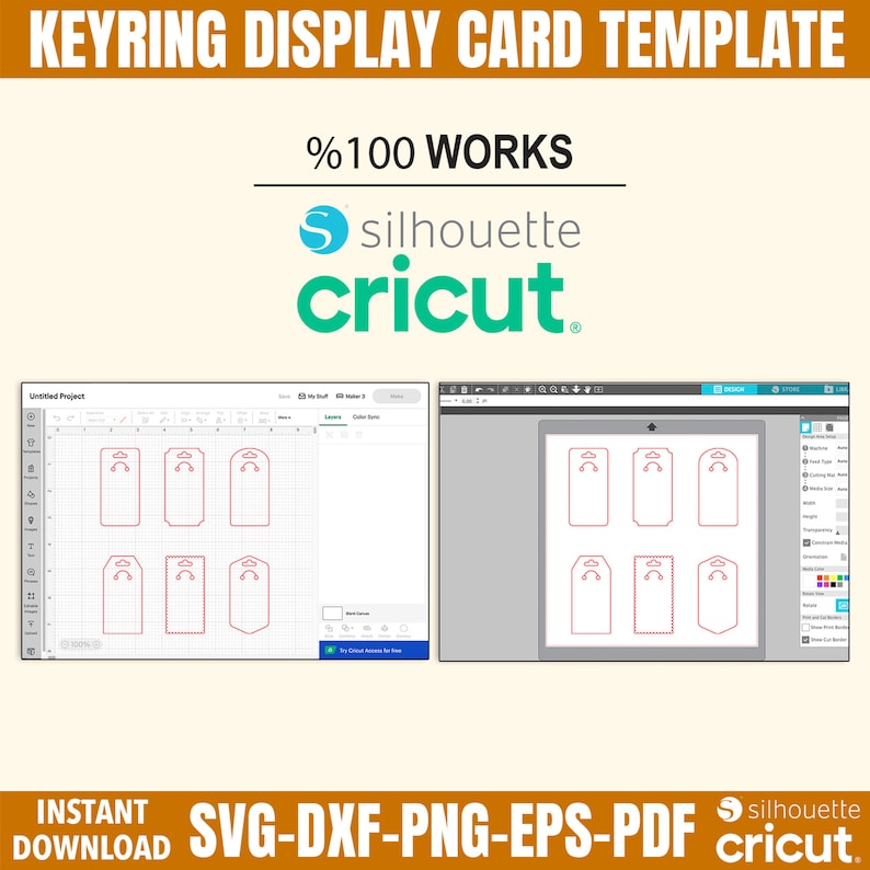 Keyring Display Card Template: Keychain Packaging SVG PNG PDF - Etsy