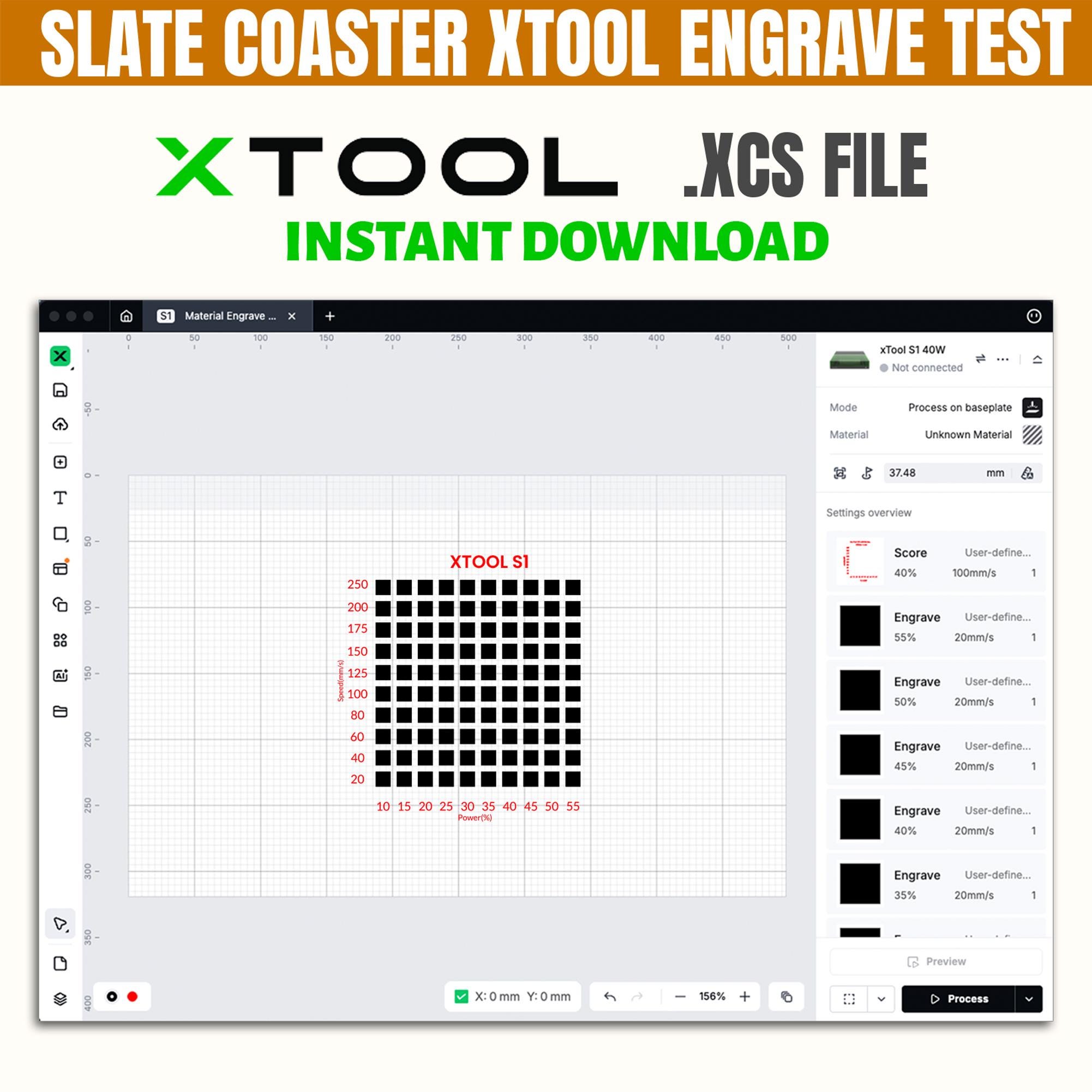 Xtool Slate Coaster Engrave Test File XCS | Laser Test Engraving ...