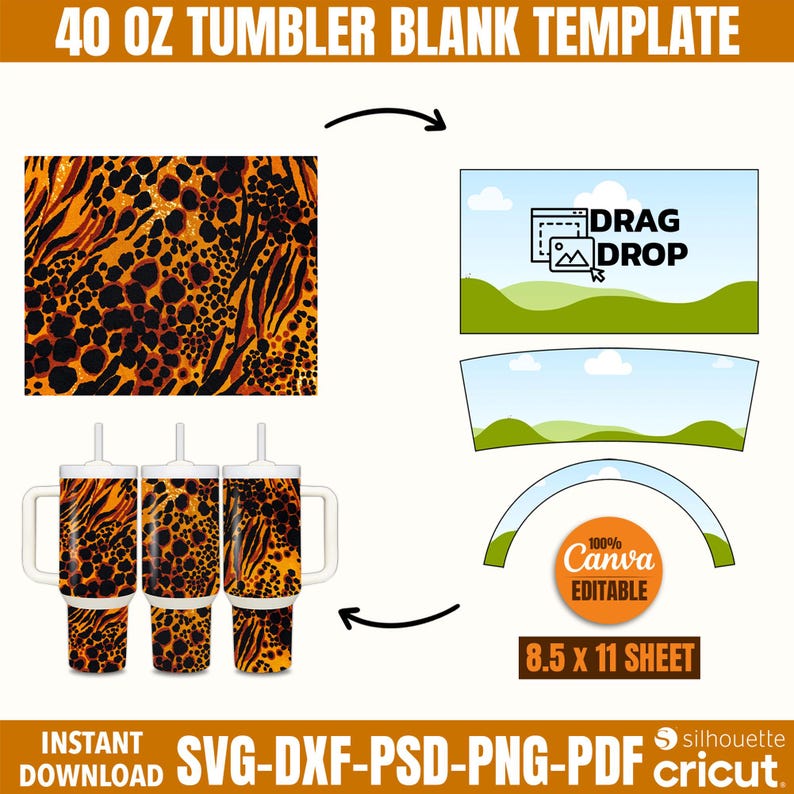 40 Oz Tumbler Wrap Template: Canva, SVG, PDF (digital Download - Etsy