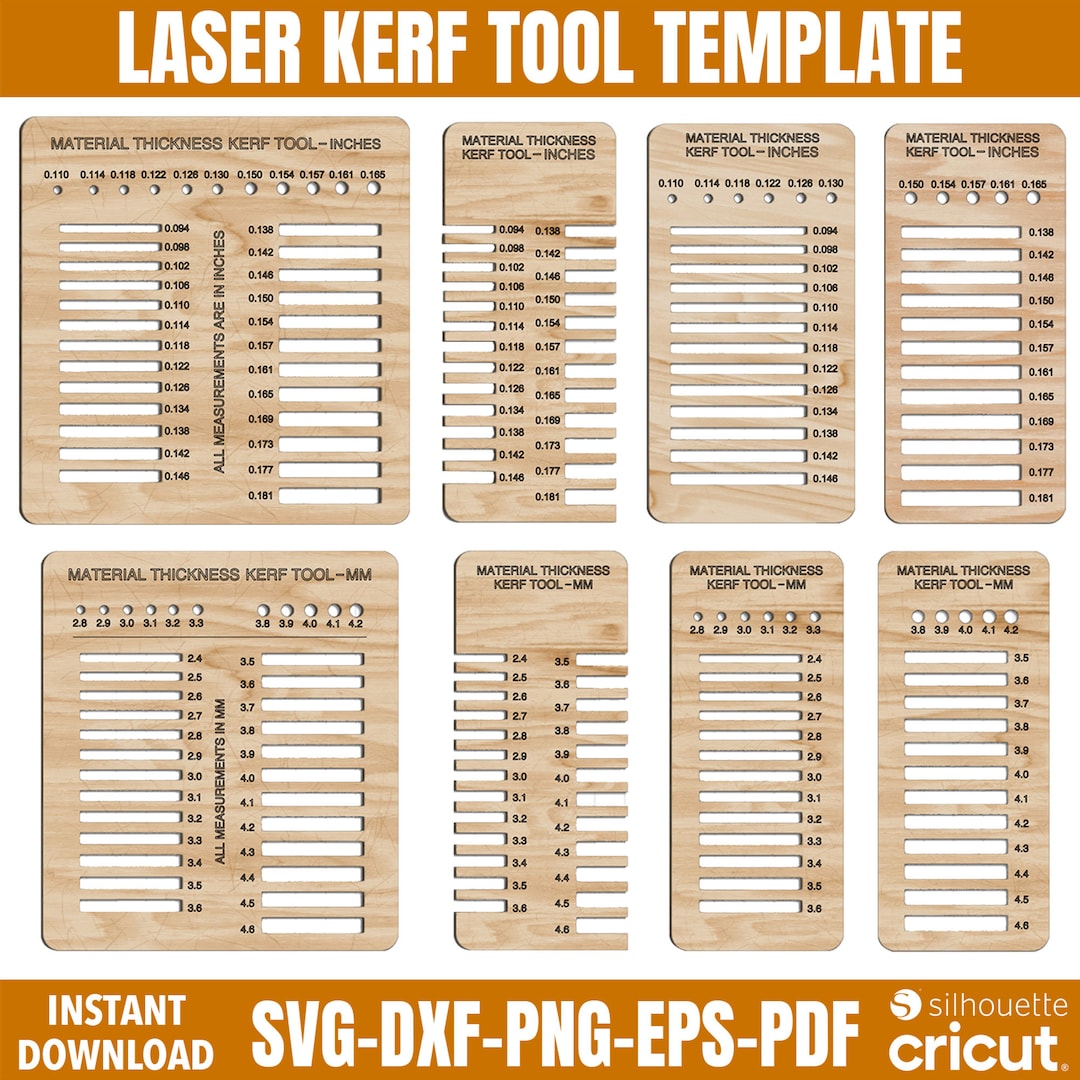 Kerf Tool Svg, Material Thickness Test, Kerf Finder Svg, Material ...