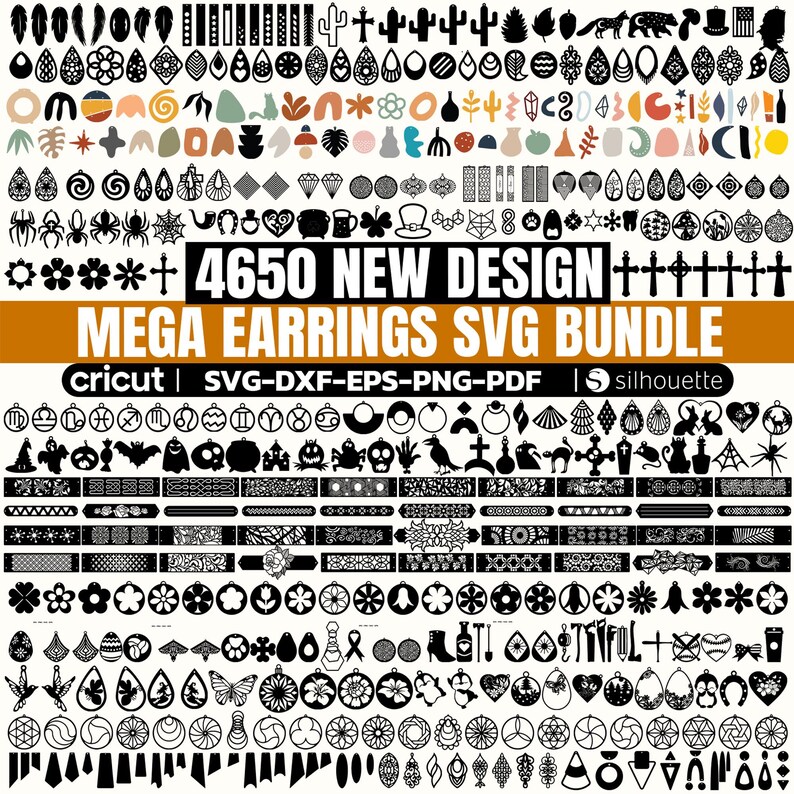 4650 Earring Designs SVG Mega Bundle: Laser Cut, Cricut, Leather, Wood ...