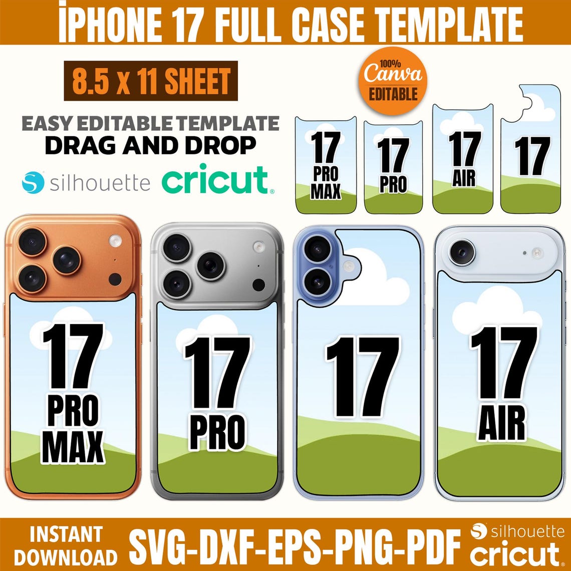 IPhone 17 Case Canva Template Bundle: Pro Max, Pro, Air & Standard - Etsy
