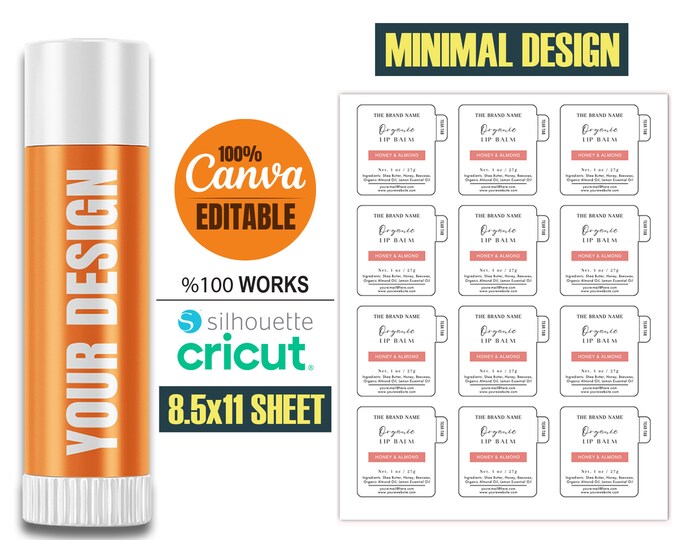 Lip Balm Label Template, Lip Balm Labels, Chapstick Label, Lip Balm ...