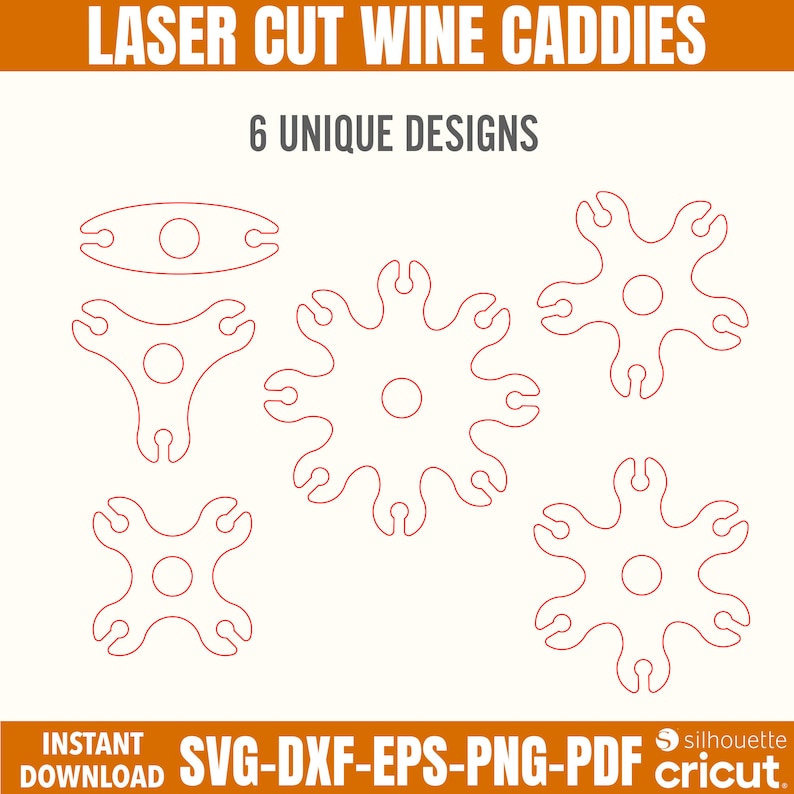 Wine Caddy SVG Laser Cut File: Wine Glass Holder Template (digital ...