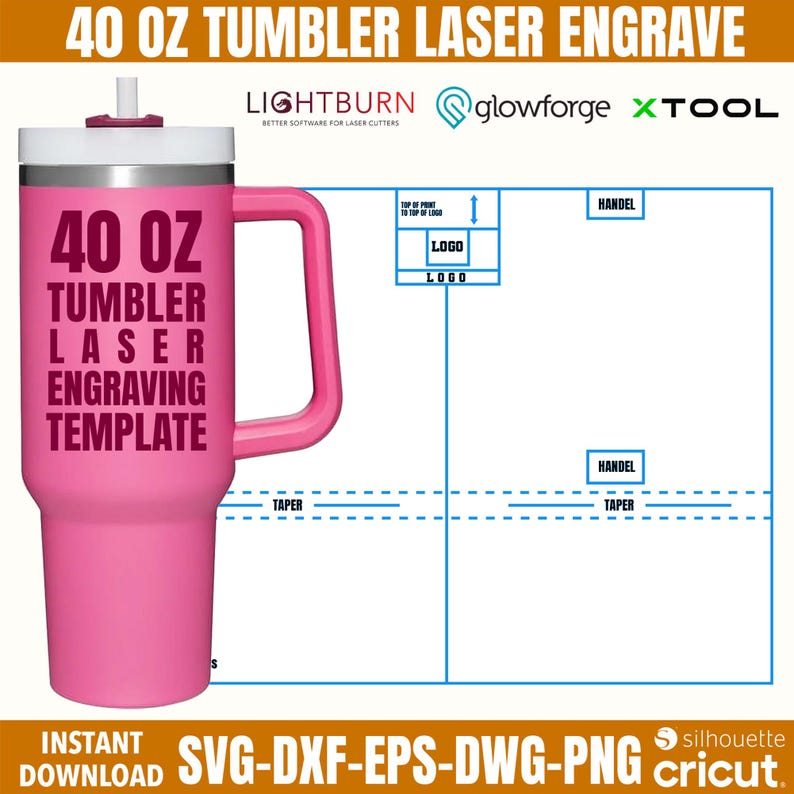 40 Oz Tumbler Laser Engrave Template: SVG PNG PDF (digital Download) - Etsy