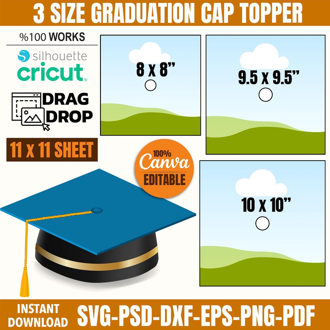 Editable Graduation Cap Topper Template: DIY Canva & SVG (digital ...