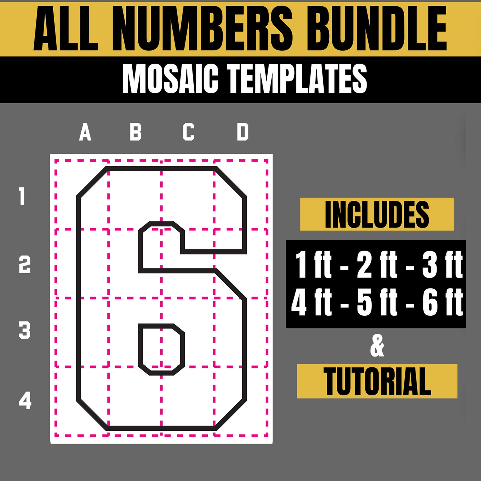 Balloon Mosaic Number Template: All Numbers Bundle (PDF Pattern) - Etsy
