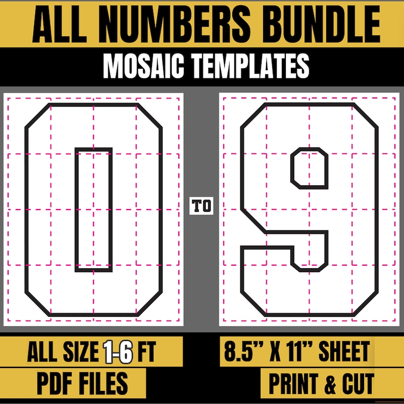 Mosaic Numbers Template - Etsy