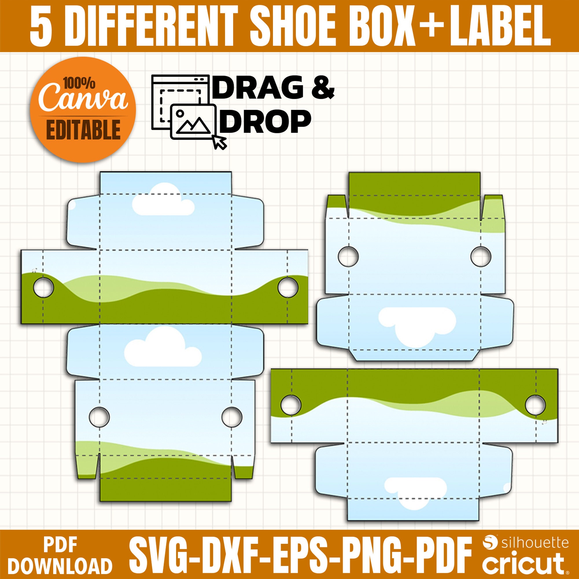 Shoe Box Template Bundle: DIY Gift Box, Label SVG (digital Download) - Etsy