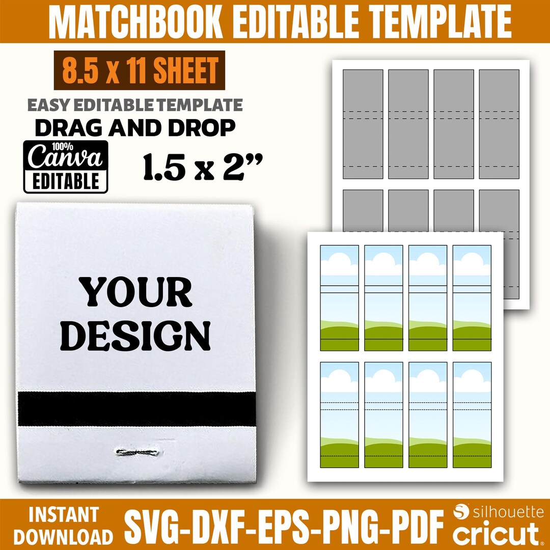 Editable Matchbook Template, Canva Design, Party Favors (SVG, PNG, PDF ...