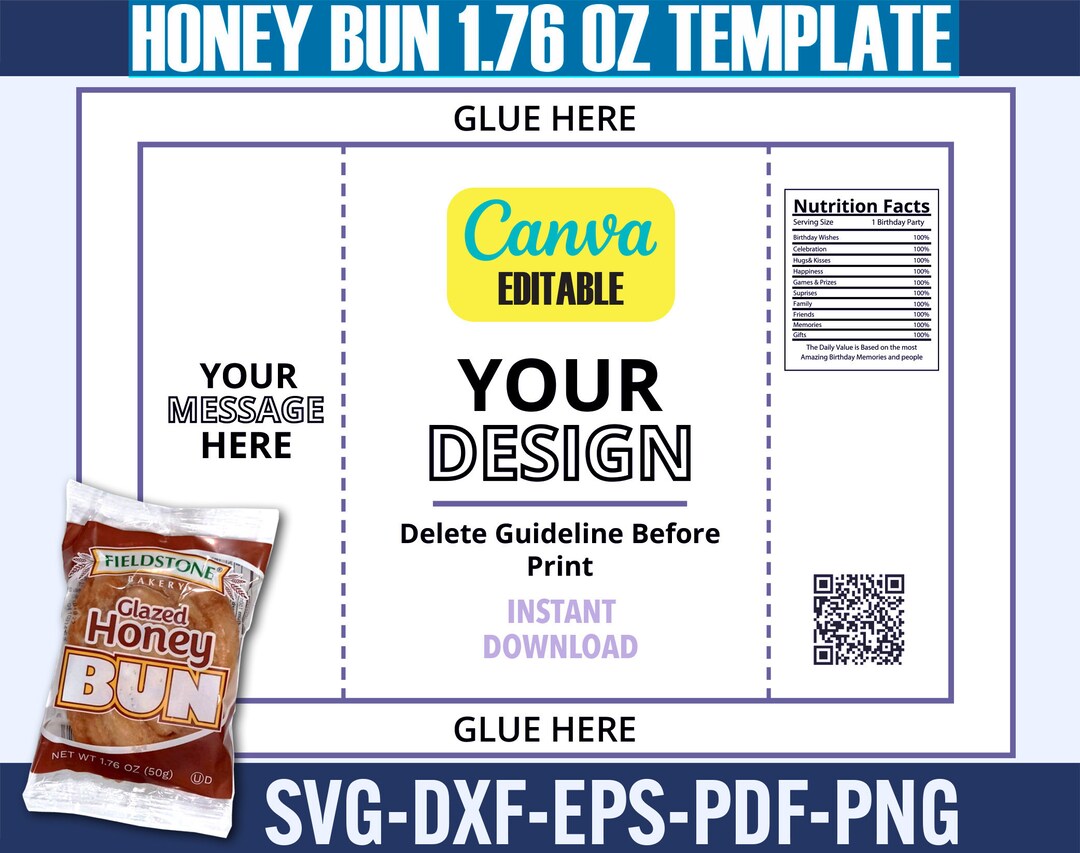Honey Bun 1.76oz Template Honey Bun Template Honey Bun - Etsy