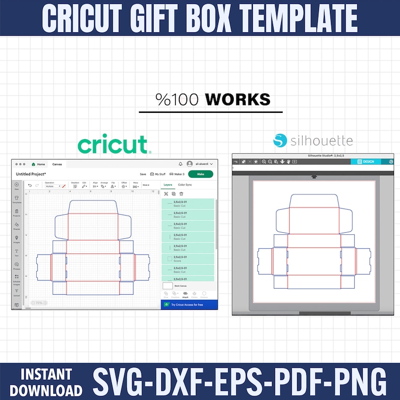 Rectangle Gift Box Template: SVG, Cricut, Silhouette (digital Download ...