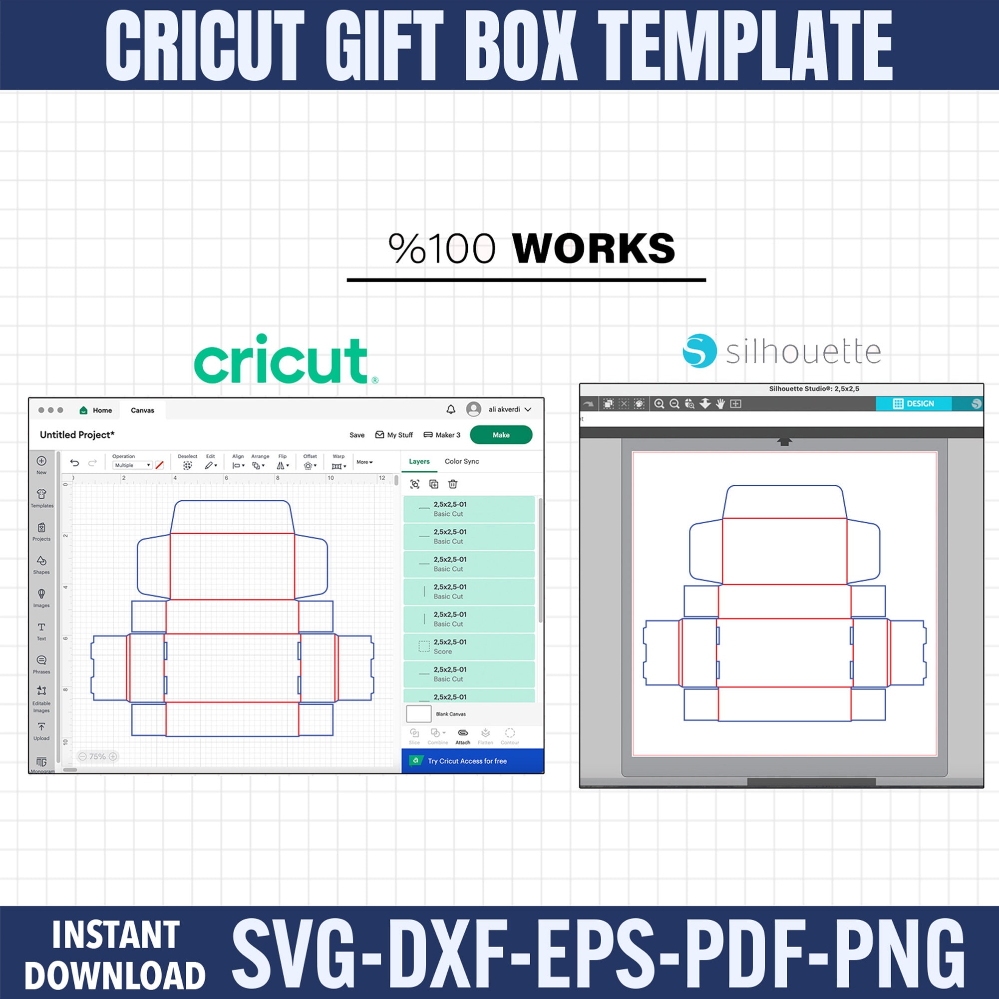 Rectangle Gift Box Template: SVG, Cricut, Silhouette (digital Download ...