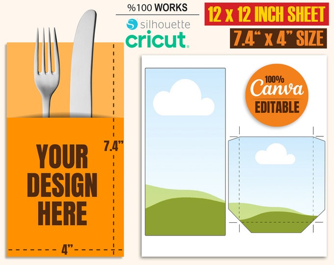 Cutlery Paper Holder Template, Cutlery Pouch Template, Party Favor ...
