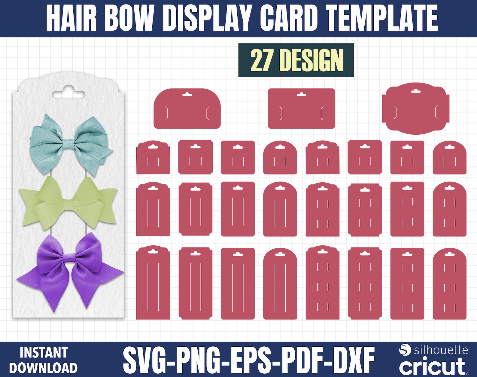 Hair Bow Card Template Svg Bow Display Card Hair Clip - Etsy