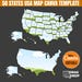 50 States USA Map Canva Frame Template: Drag & Drop (digital Download ...
