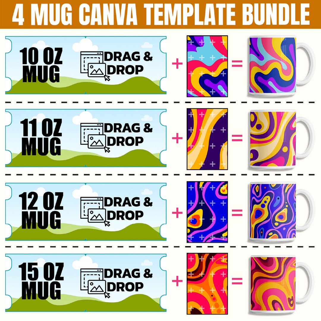 Customizable Mug Canva Templates: 10oz-15oz, Drag & Drop (digital ...