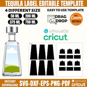 Editable Tequila Label Template: Custom Bottle Stickers (SVG, PDF ...