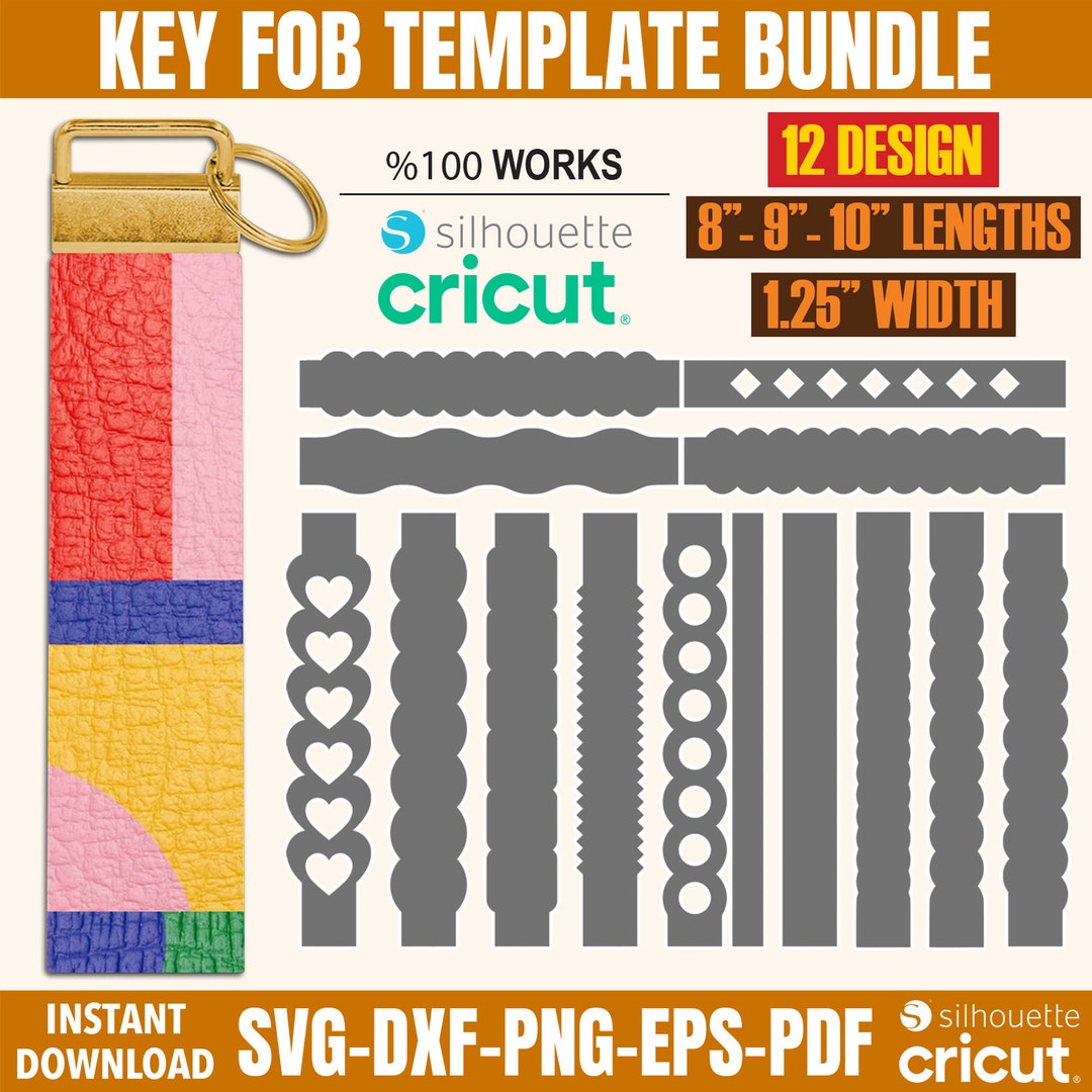 Key Fob Template SVG Bundle: Leather & Faux Leather (digital Download ...