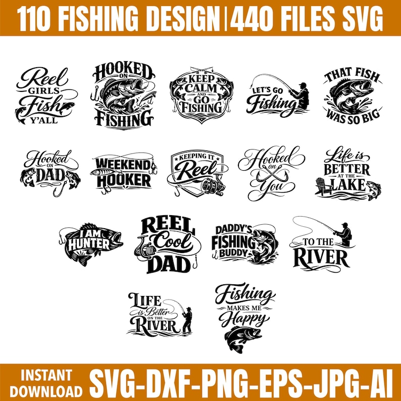 110 Fishing SVG Bundle, Fishing Designs Svg, Bass Fishing Png, Fishing ...