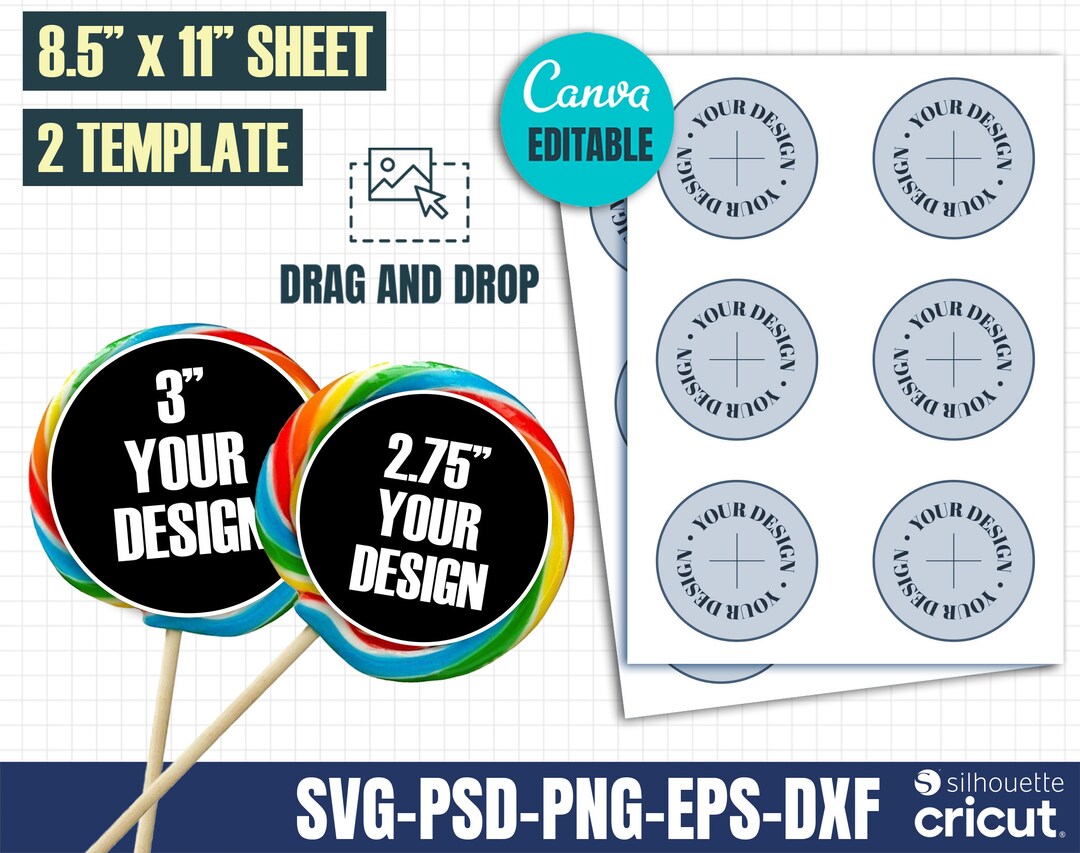 Lollipop Label Template, Lollipop Sticker Template Svg, 2.74 Lollipop ...