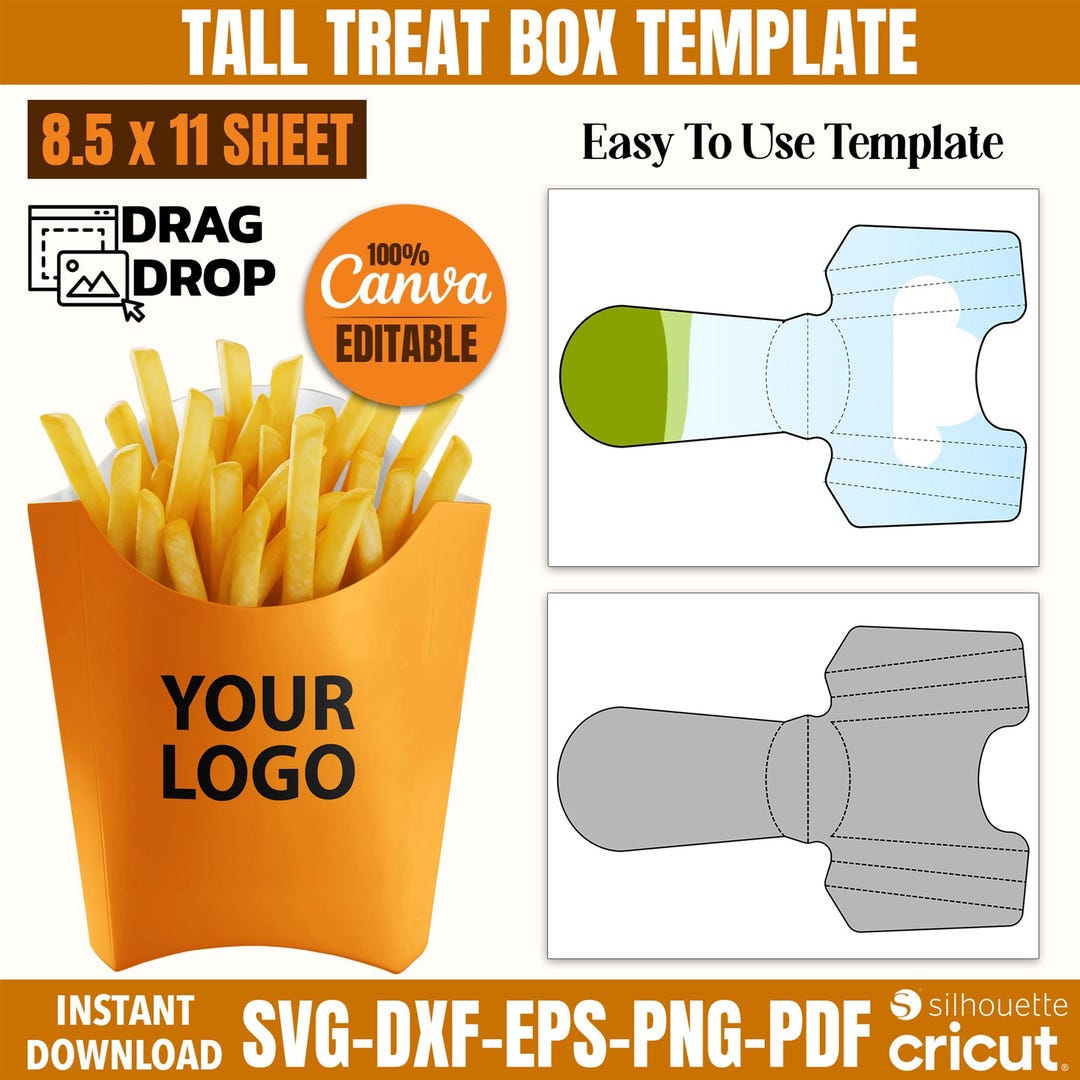 Canva Editable French Fries Box Template, Party Favor Box (digital ...