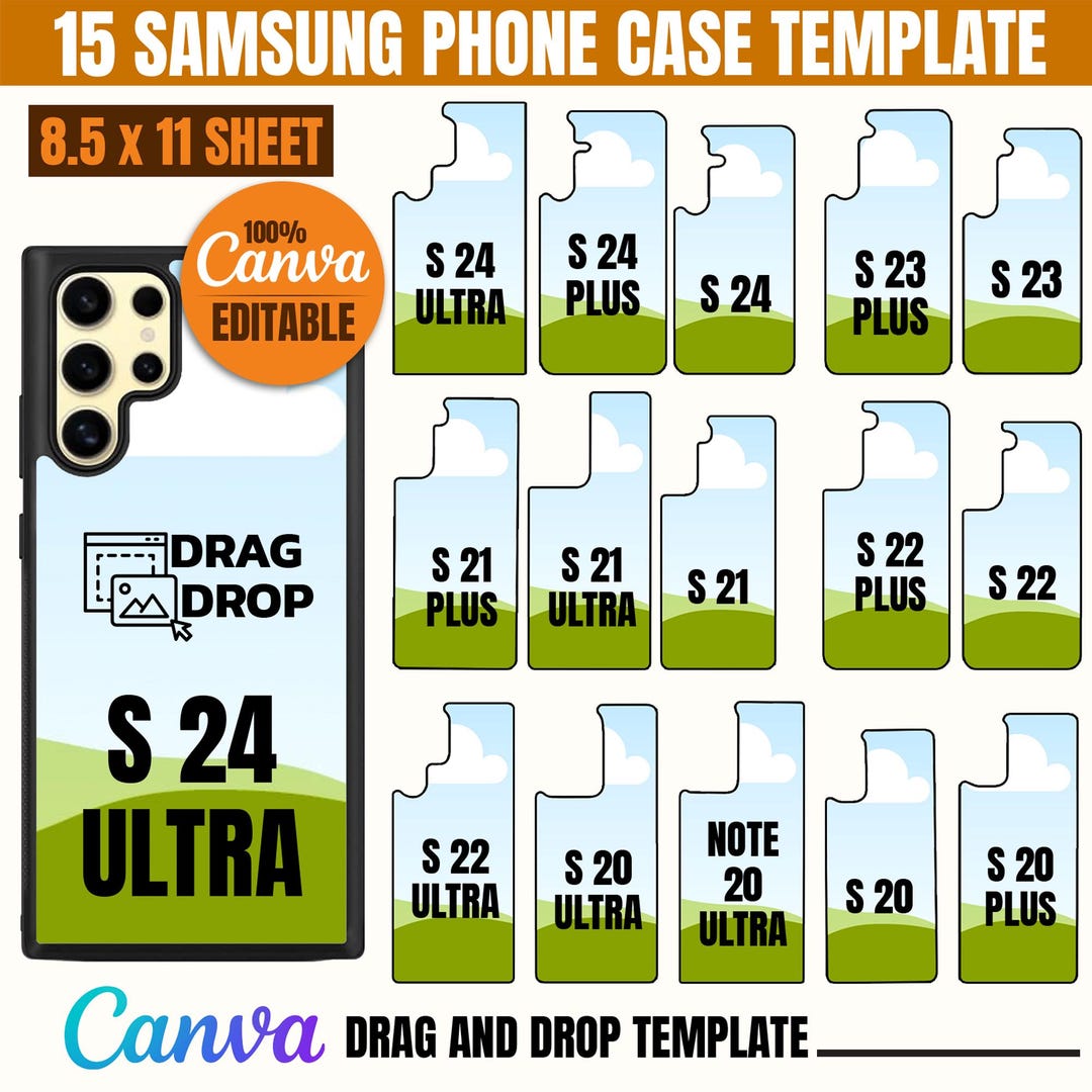 Canva Samsung Phone Case Template Bundle: Galaxy S24 Ultra (digital ...