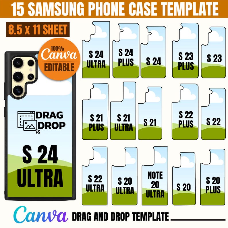 Canva Samsung Phone Case Template, Galaxy Phone Case Template Bundle ...