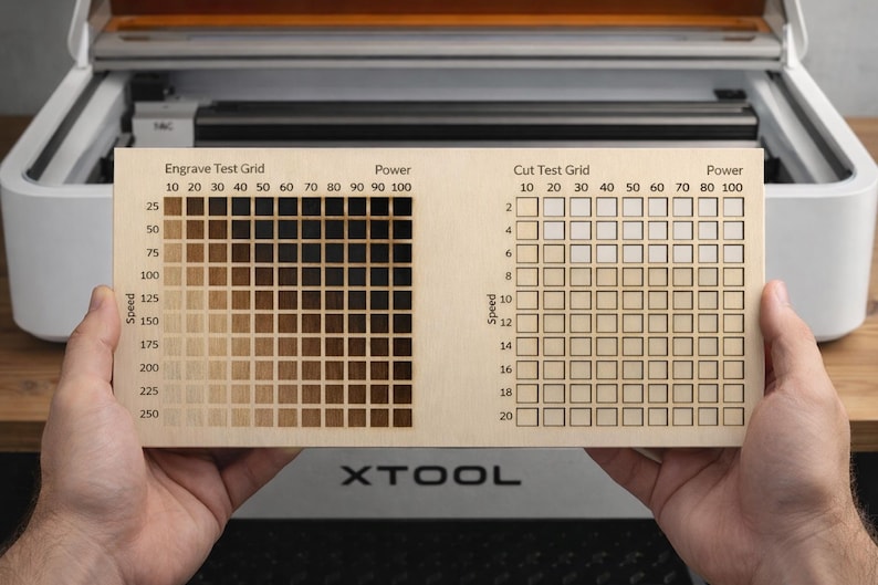 Xtool 3mm Plywood Engrave & Cut Test Grid File | Laser Power Speed Test ...
