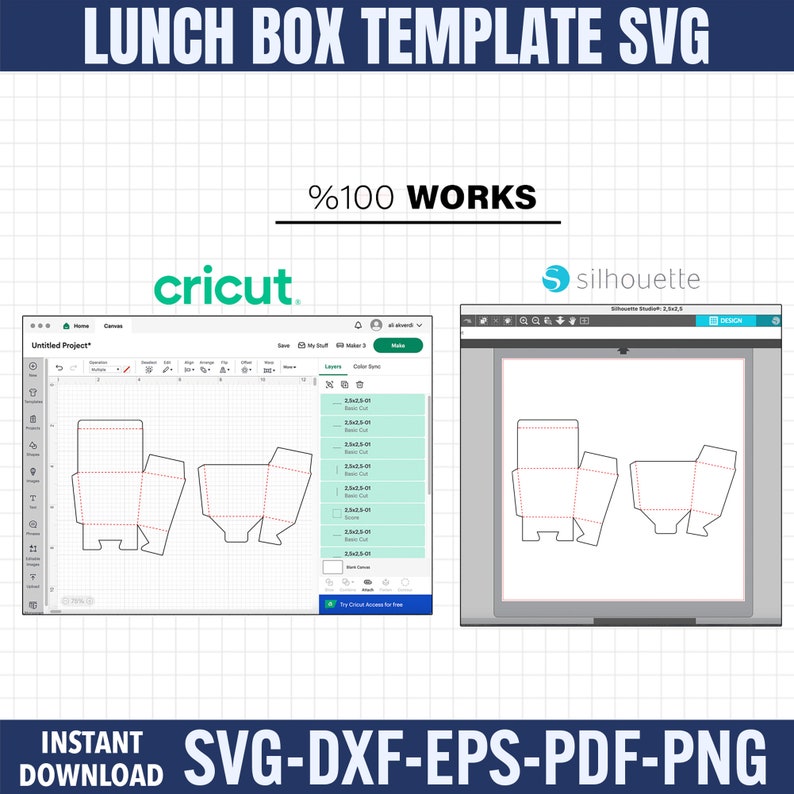 Lunch Box SVG Template: DIY Gift/party Favor Box (digital Download) - Etsy
