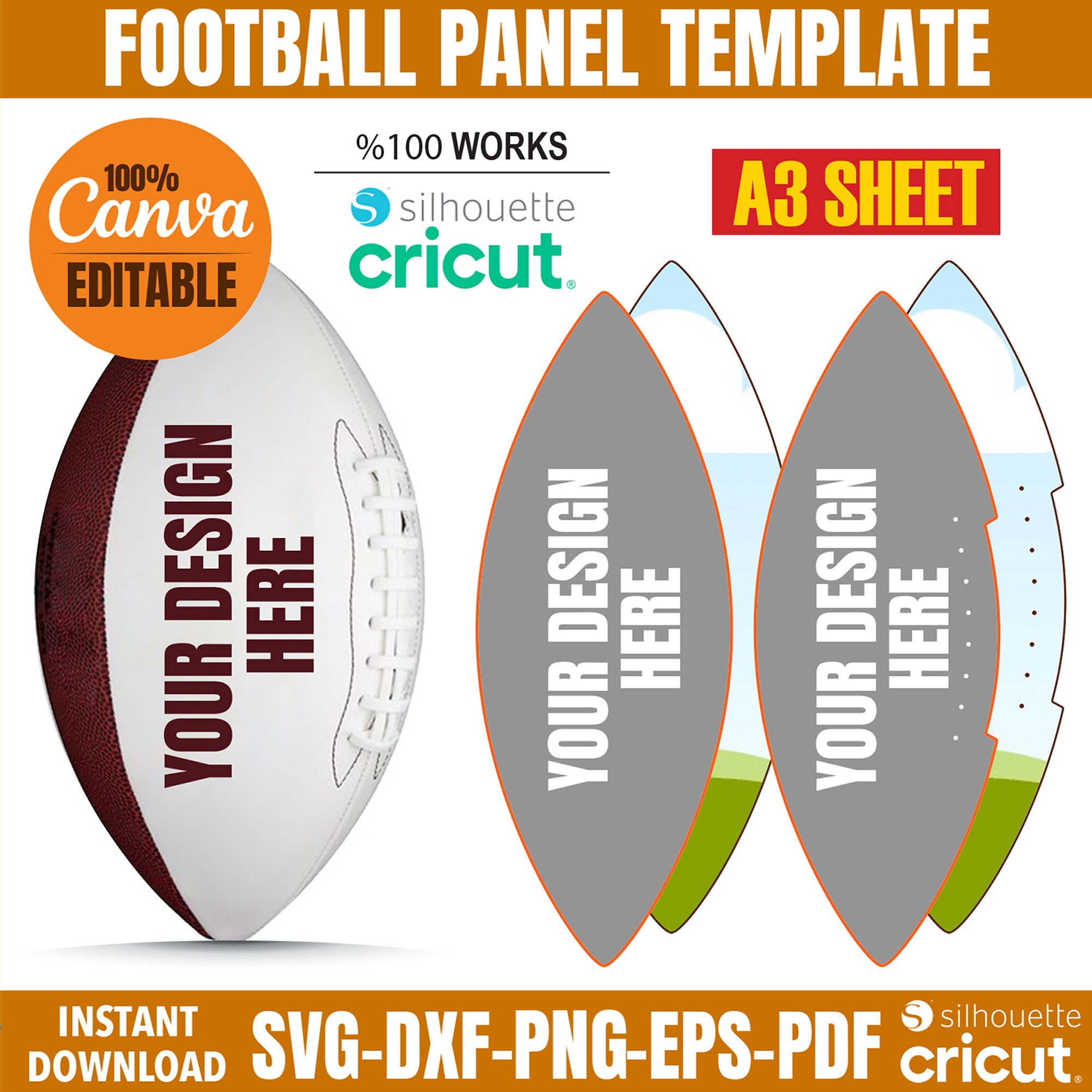 Football Panel Template: DIY Photo Ball Wrap (digital Download) - Etsy